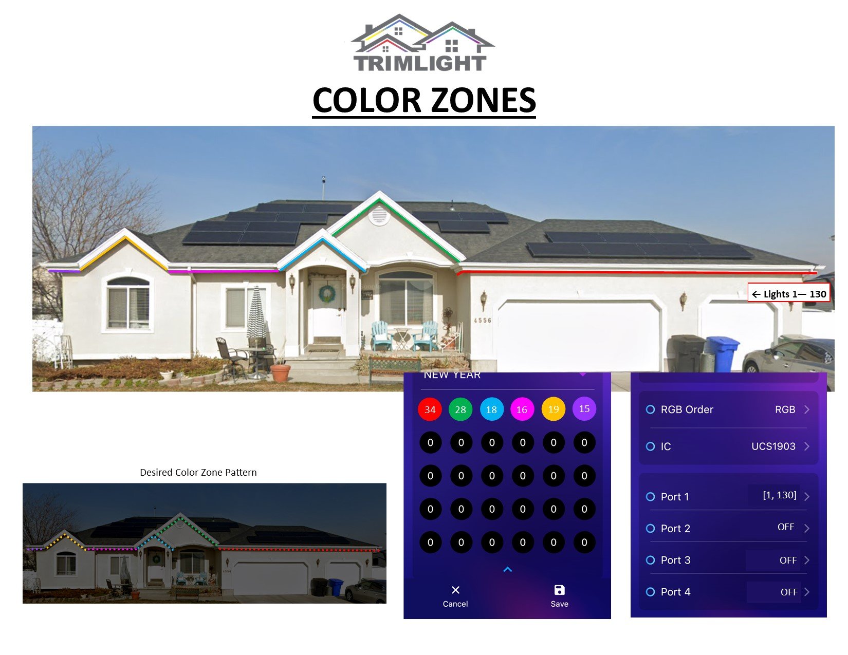How do I set color zones with Trimlight Edge?